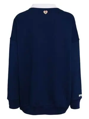 A BATHING APE Logo-embellished Polo Sweatshirt - Blue