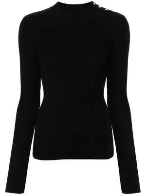 FORTE_FORTE Shoulder-button Ribbed Jumper