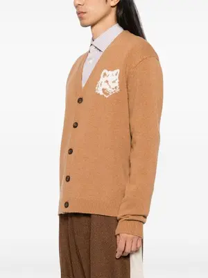 Maison Kitsuné Fox Head Intarsia Cardigan - Neutrals
