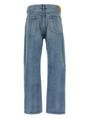 Saint Laurent Distressed Straight Leg Jeans - Blue