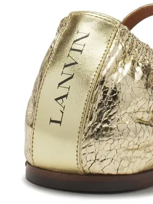 LANVIN Logo-tag Leather Ballerinas - Gold