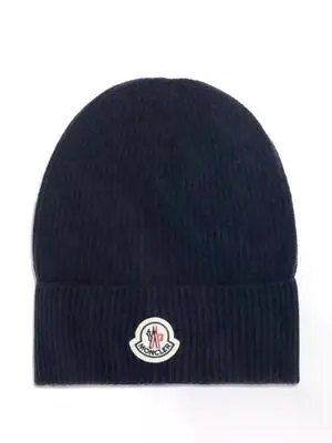 Moncler Logo-patch Beanie - Blue
