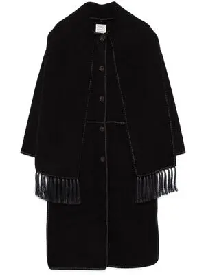 TOTEME Embroidered Scarf Coat - Black