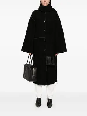TOTEME Embroidered Scarf Coat - Black