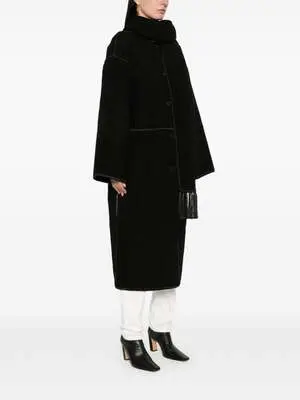 TOTEME Embroidered Scarf Coat - Black