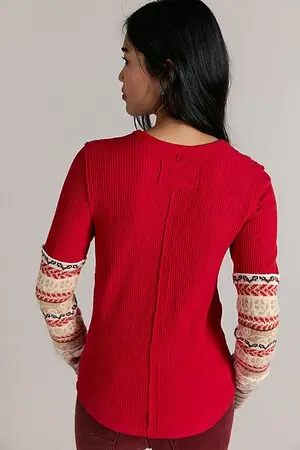 Free People We The Free All In Cuff Top - Red Sport Combo