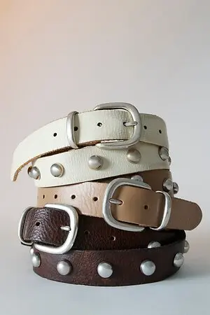 Free People Rhodes Studded Leather Belt Mocha Mousse