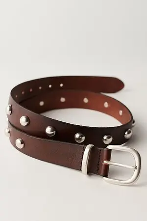 Free People Rhodes Studded Leather Belt - Mocha