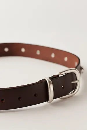 Free People Rhodes Studded Leather Belt - Mocha