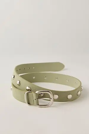 Free People Rhodes Studded Leather Belt Moss