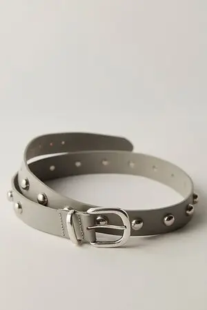 Free People Rhodes Studded Leather Belt Slate Grey