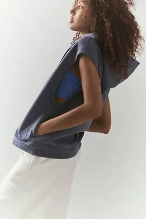 Free People Sleeveless Sweatshirt - Blue