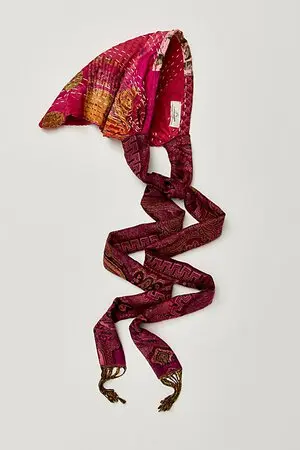CURRIED MYRRH One Of A Kind Kantha Hair Scarf - Pink.
