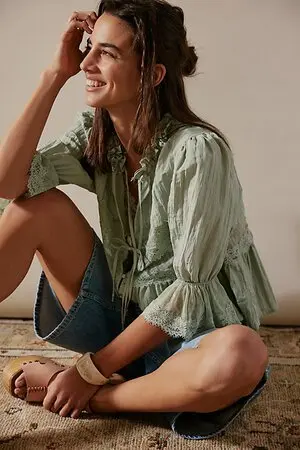Free People Free People Forever Young Bed Jacket Celadon Green