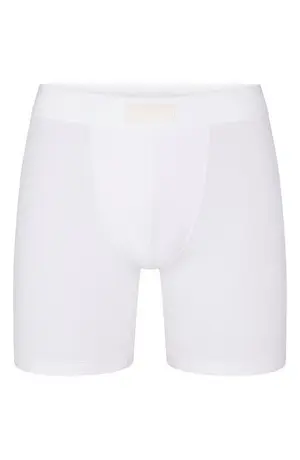 SKIMS 5-inch Cotton & Modal Blend Boxer Briefs - Chalk