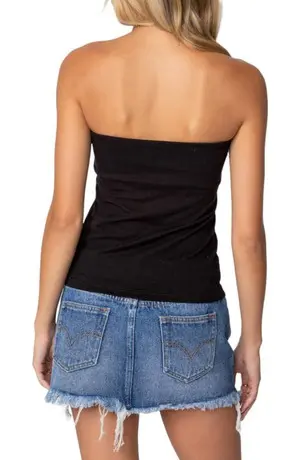 EDIKTED Stretch Cotton Tube Top - Black