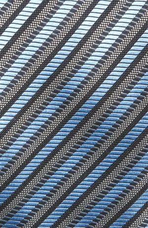 Zegna Cinque Pieghe Striped Silk Tie - Light Blue