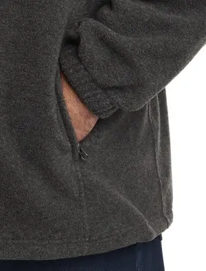 HARBOR BAY BY DXL Big & Tall Full-zip Polar Fleece Jacket - Charcoal