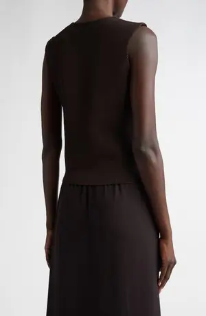 St. John Sleeveless Piqué Knit Top