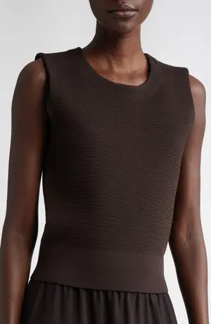 St. John Sleeveless Piqué Knit Top