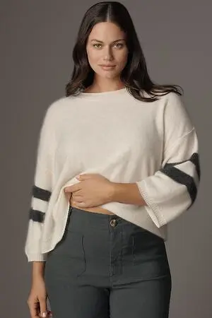PILCRO Brushed Cashmere Boxy Crop Sweater - Ivory