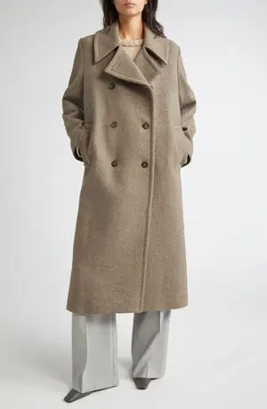 Johnstons Of Elgin Double-breasted Wool Coat - Partridge Tweed Herringbone