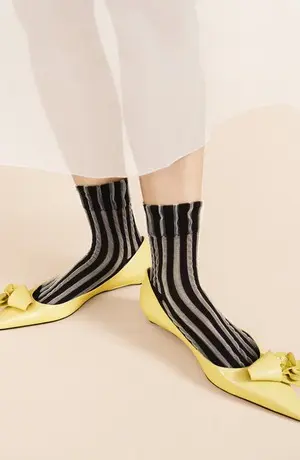 Hansel From Basel Mykonos Stripe Crew Socks - Black