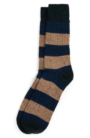 Barbour Houghton 2-pack Wool Blend Boot Socks Sandstone/navy