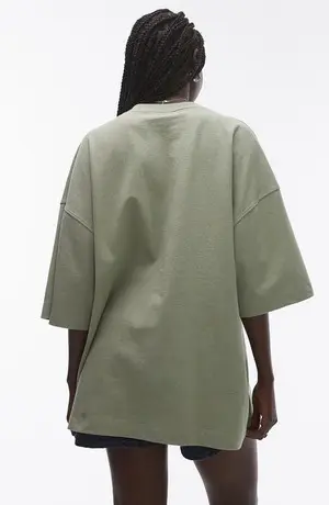 Topshop Oversized Cotton T-shirt - Khaki