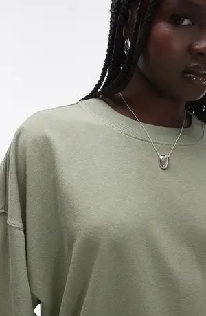 Topshop Oversized Cotton T-shirt - Khaki