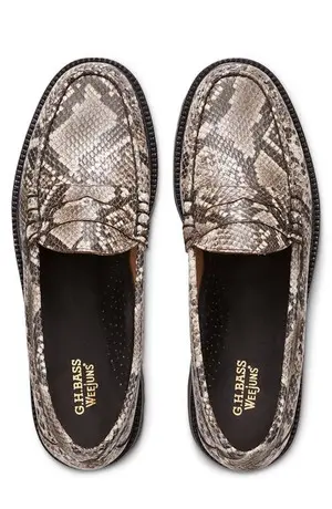 G.H.BASS Larson Snakeskin-embossed Penny Loafer