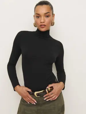 REFORMATION Nell Knit Top - Black