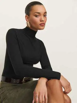 REFORMATION Nell Knit Top - Black