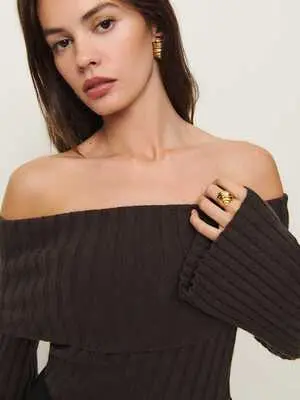 REFORMATION Lana Cashmere Blend Sweater - Brown