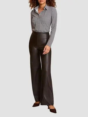 Commando Faux-leather Wide-leg Pants - Espresso