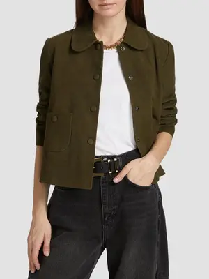 Ba&sh Milos Leather Jacket - Khaki