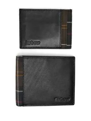 Barbour Leather Tartan Wallet And Cardholder Set - Black