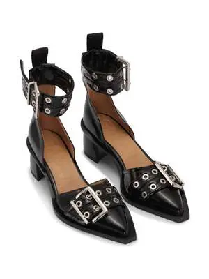 GANNI Buckled Faux-leather Pumps - Black