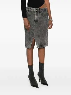 MUGLER Spiral Denim Skirt