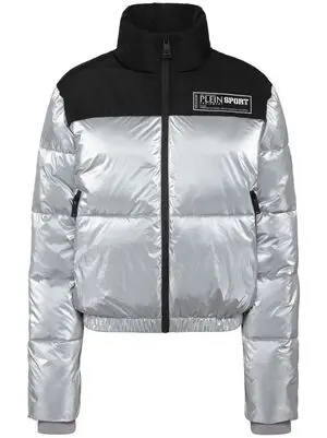 PLEIN SPORT Logo-appliquéd Puffer Jacket - Silver