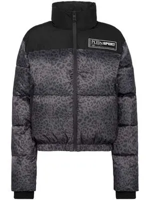 PLEIN SPORT Leopard-print Puffer Jacket - Black