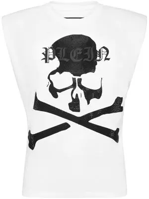 Philipp Plein Rhinestone-embellished Skull Tank Top - White