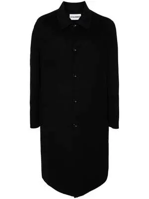 Attachment Single-breasted Coat - Black