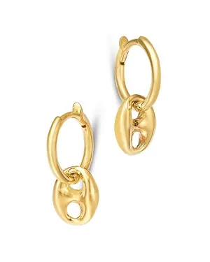 Zoe Chicco 14k Yellow Mariner Link Dangle Huggie Earrings - Gold