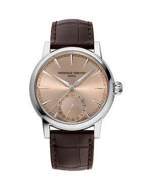 FREDERIQUE CONSTANT Classic Date Manufacture Strap Watch - Pink/brown