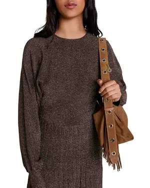 Maje Rillante Metallic Knit Maxi Dress