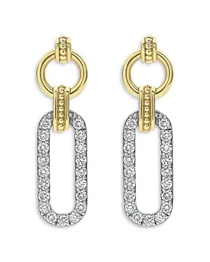 Lagos 18k Yellow Gold And Sterling Silver Diamond Link Drop Earrings - Silver/gold