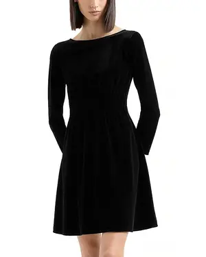 Emporio Armani Stretch Chenille Velvet Dress - Black