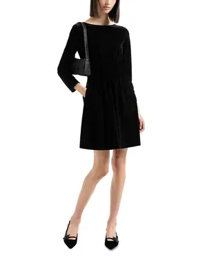 Emporio Armani Stretch Chenille Velvet Dress - Black