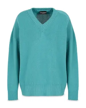 Emporio Armani V-neck Wool-cashmere Blend Sweater - Jade